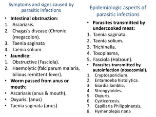 Clinical parasitology samples signs and symptoms | PDF