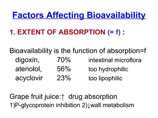 Clinical pharmaco kinetics 1 bioavailability, 1st pass, renal clearance ...