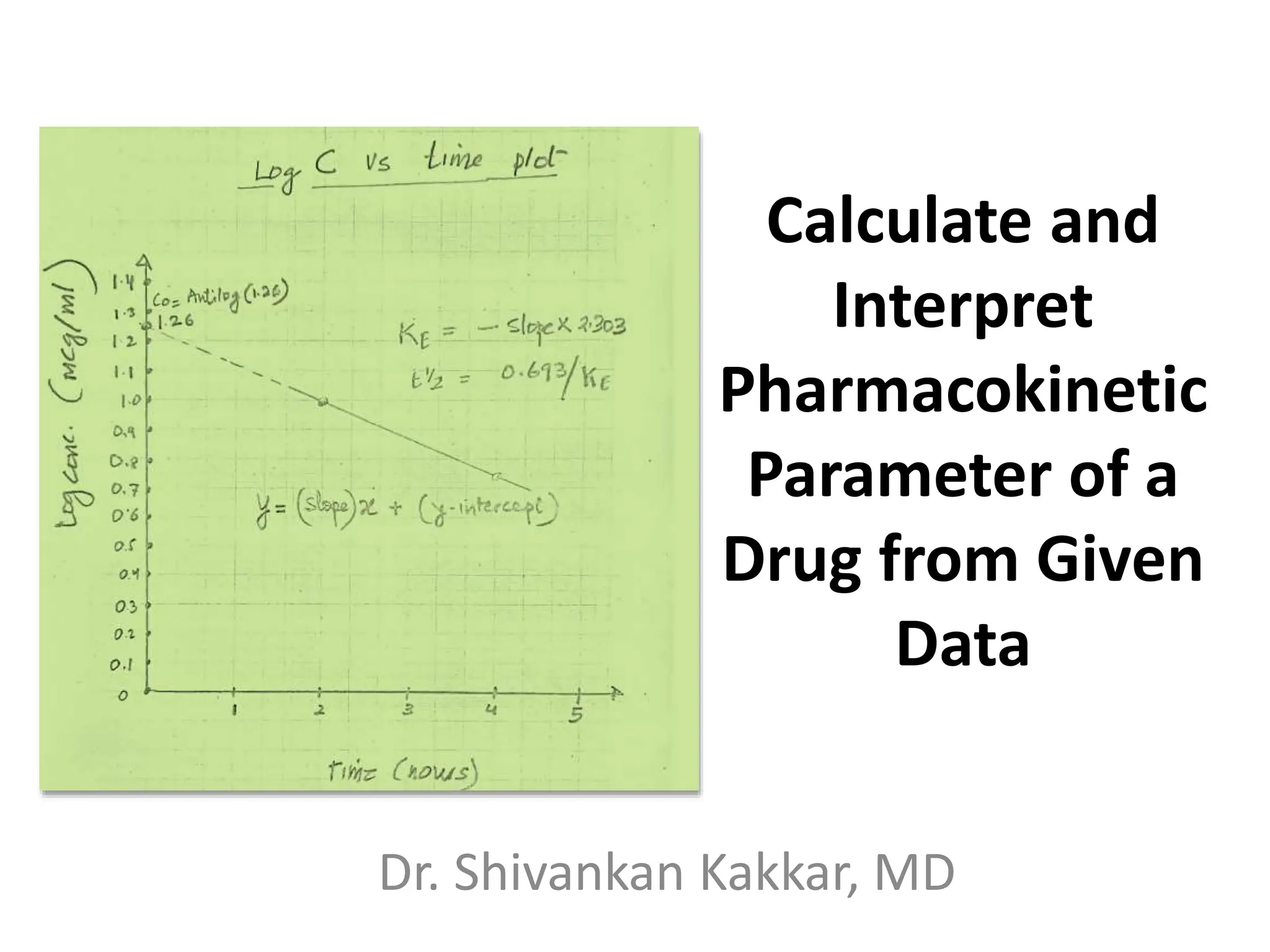 Calculate and Interpret Pharmacokinetic Parameters of a Given Drug | PPTX