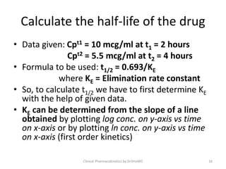 Calculate and Interpret Pharmacokinetic Parameters of a Given Drug | PPTX