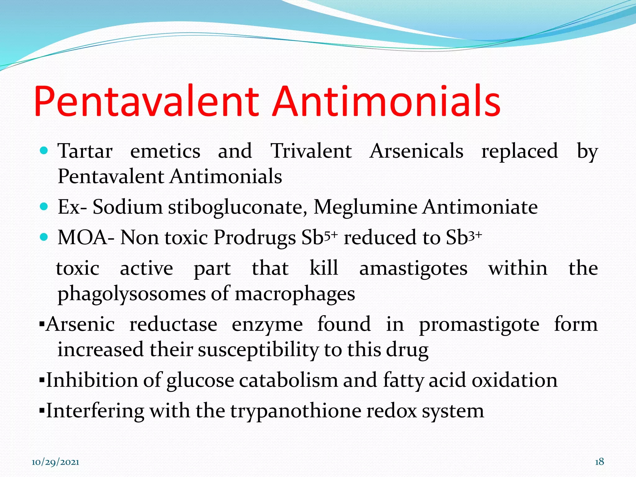 Clinical pharmacology of drugs used in leishmaniasis | PPTX