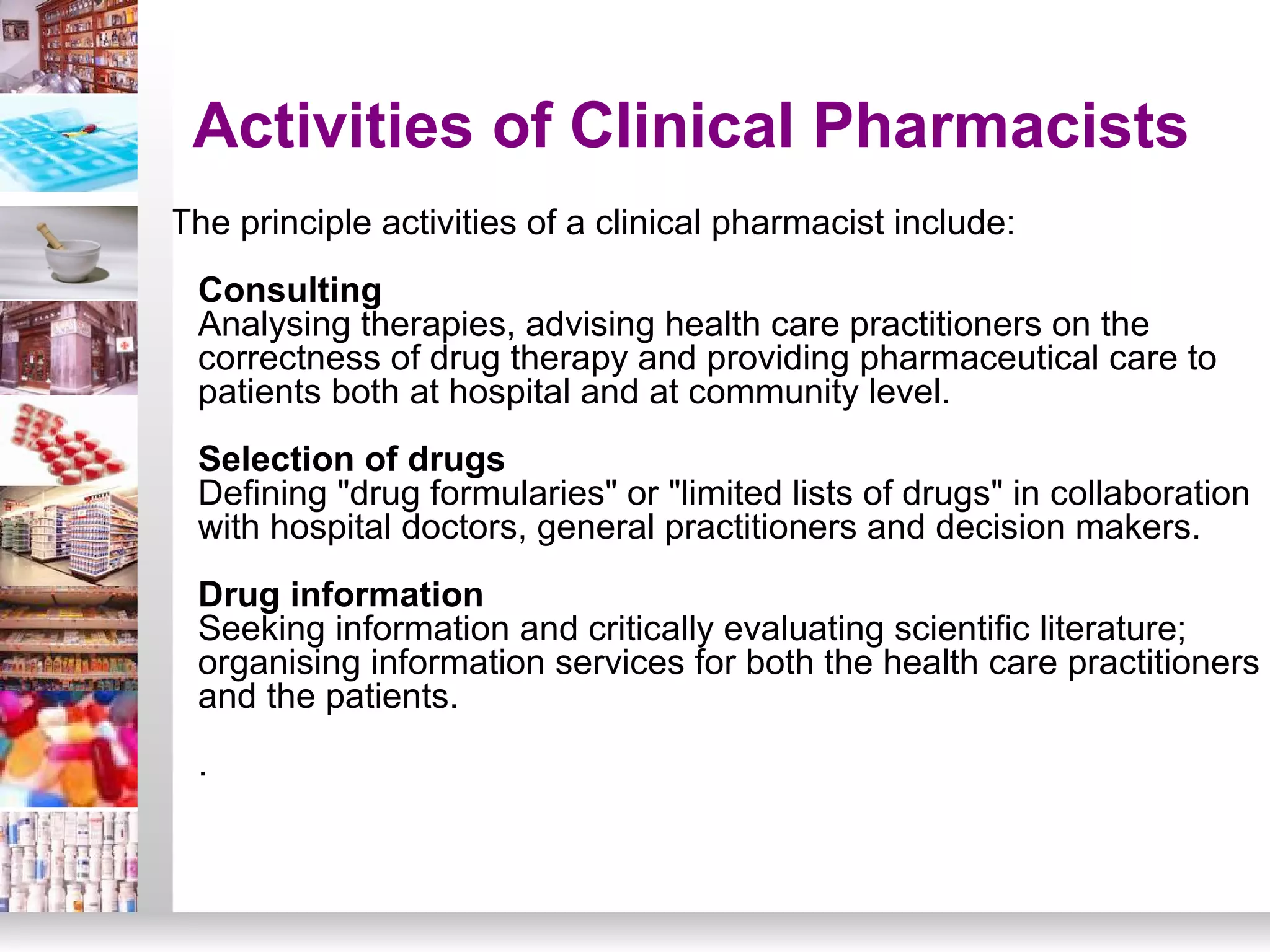 INTRODUCTION OF CLINICAL PHARMACY | PPT