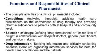 Clinical Pharmacy Introduction to Clinical Pharmacy, Concept of ...
