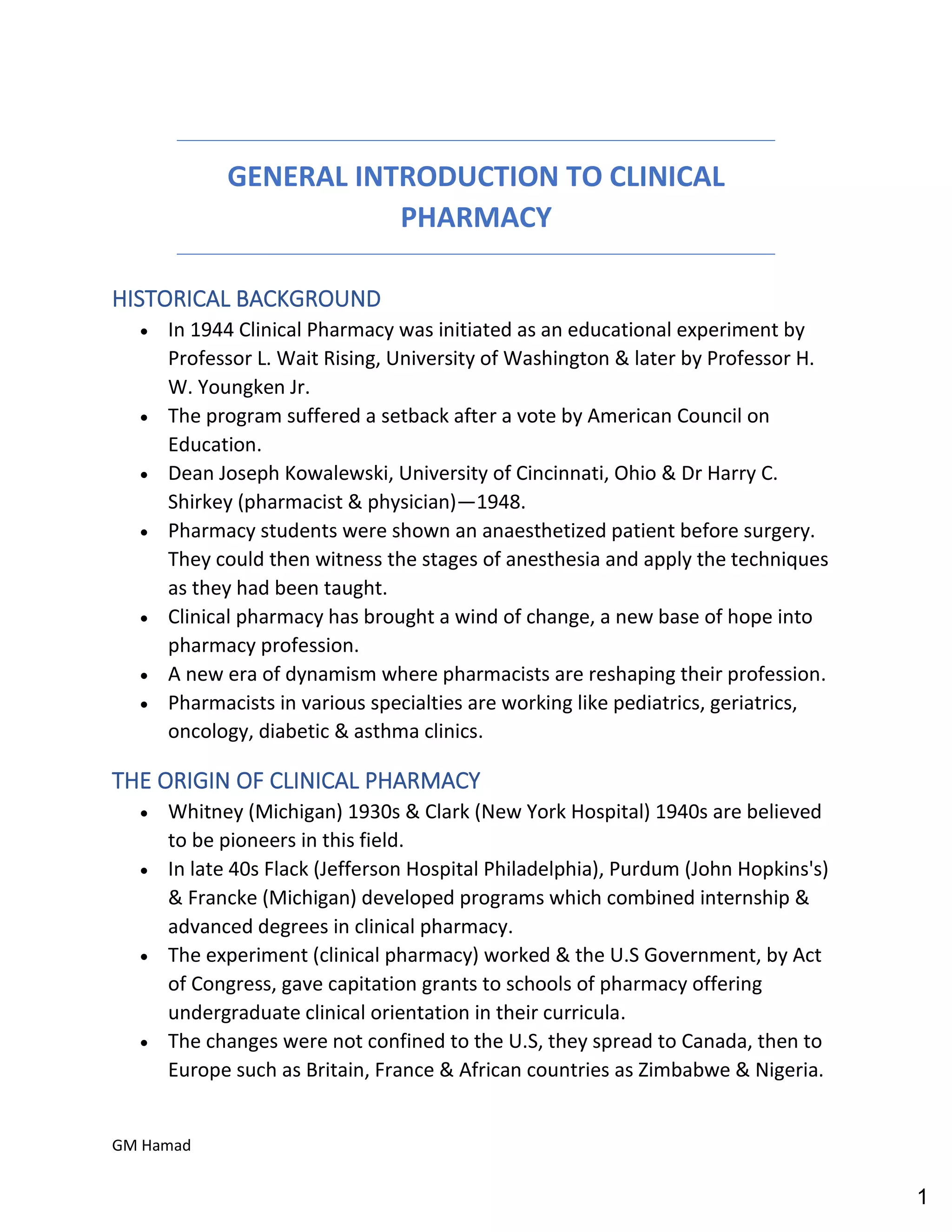Clinical pharmacy complete notes | PDF