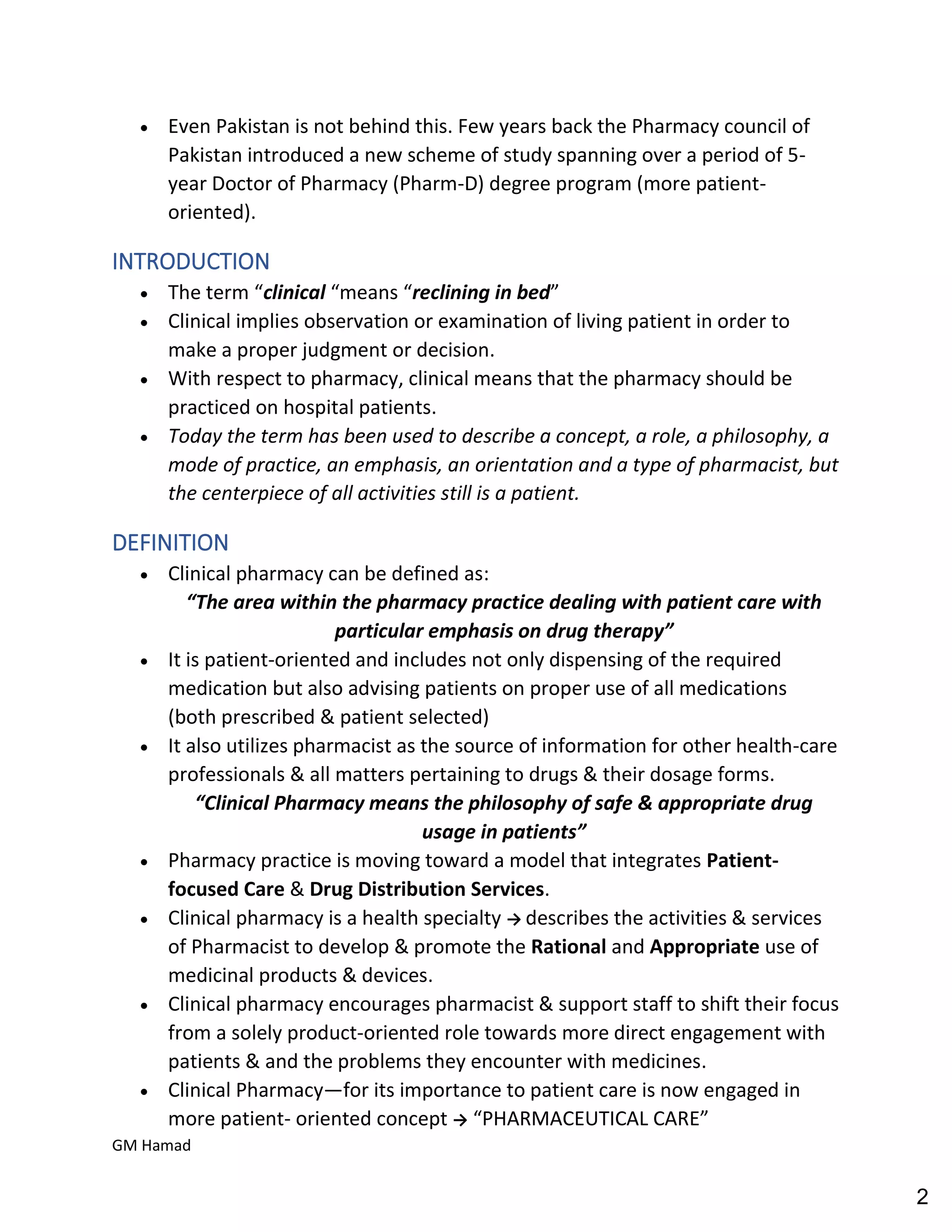 Clinical pharmacy complete notes | PDF