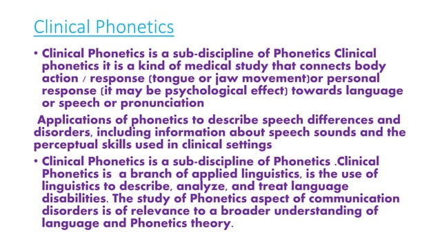 Clinical phonetics | PPT