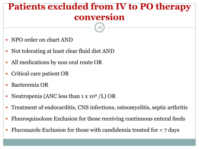 Clinical PK IV to PO therapy conversion.pptx | Infectious Diseases ...