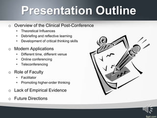 Clinical post conference - lay audience presentation - vo | PPTX