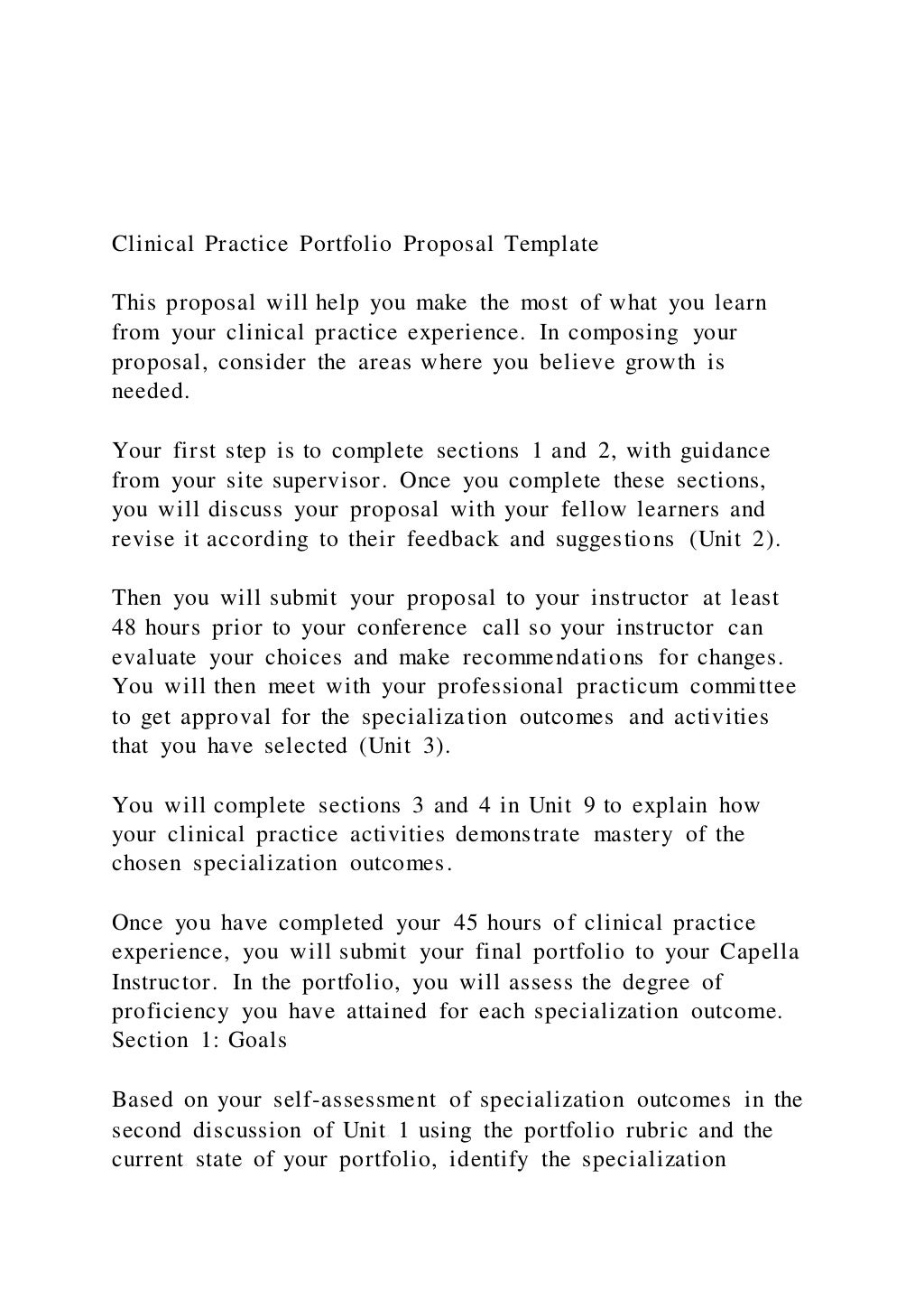 Clinical Practice Portfolio Proposal TemplateThis proposal | PDF