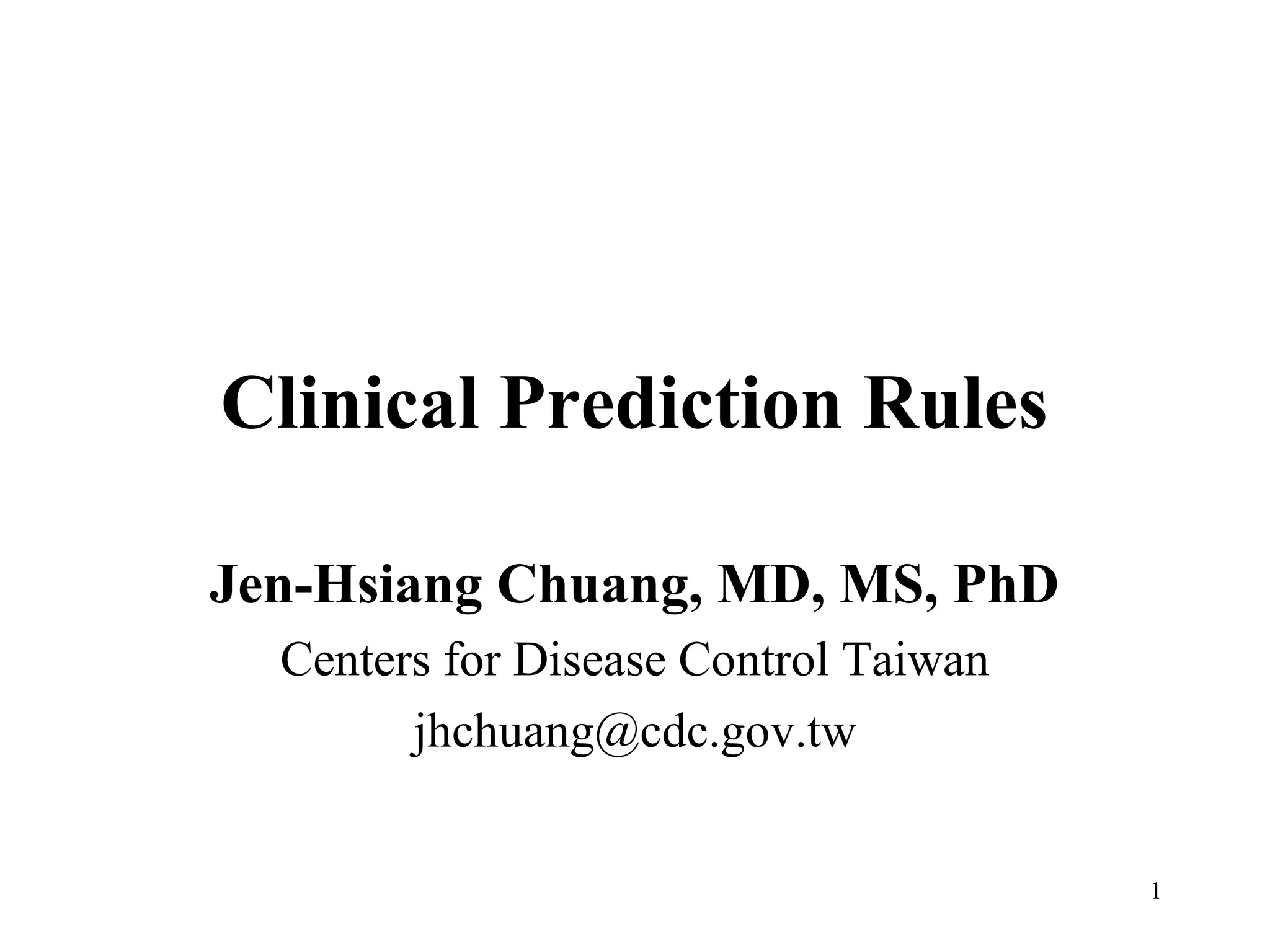 Clinical Prediction Rules | PPT