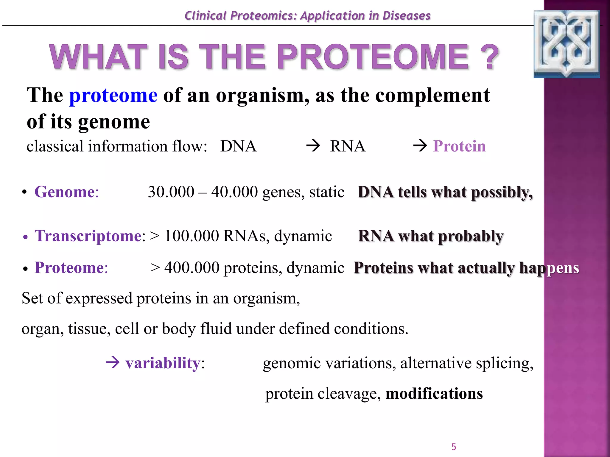 Clinical proteomics in diseases lecture, 2014 | PPTX