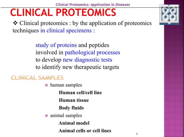 Clinical proteomics in diseases lecture, 2014 | PPTX