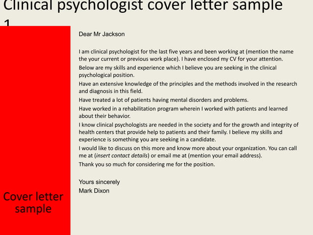 Clinical psychologist cover letter | PPT