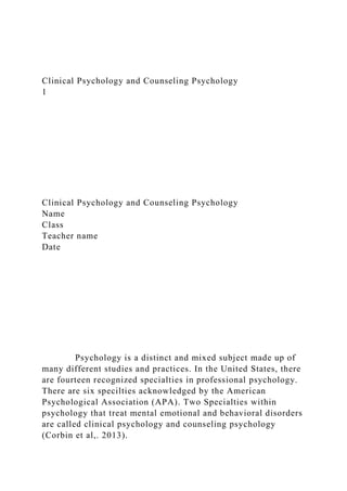Clinical Psychology and Counseling Psychology1.docx