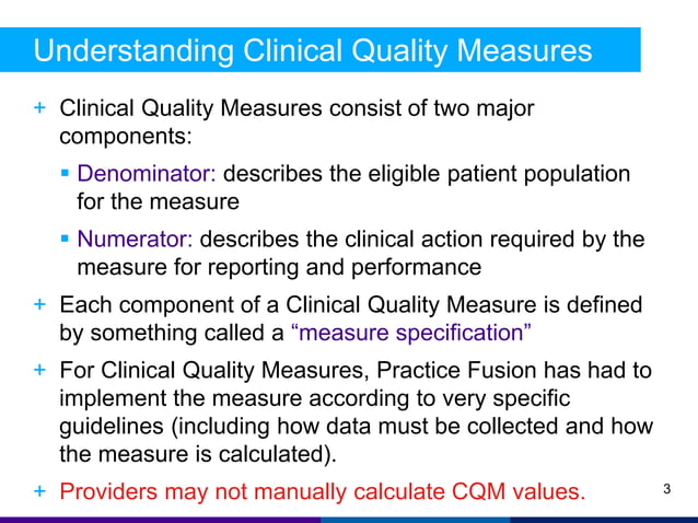 Measuring and Monitoring Clinical Quality Measures in Practice Fusion | PPT