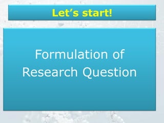 Clinical research ( intro and research question) | PDF