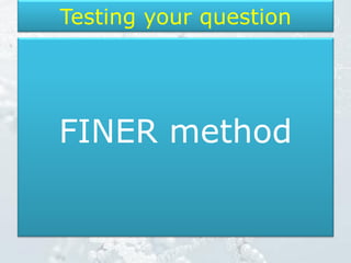 Clinical research ( intro and research question) | PDF