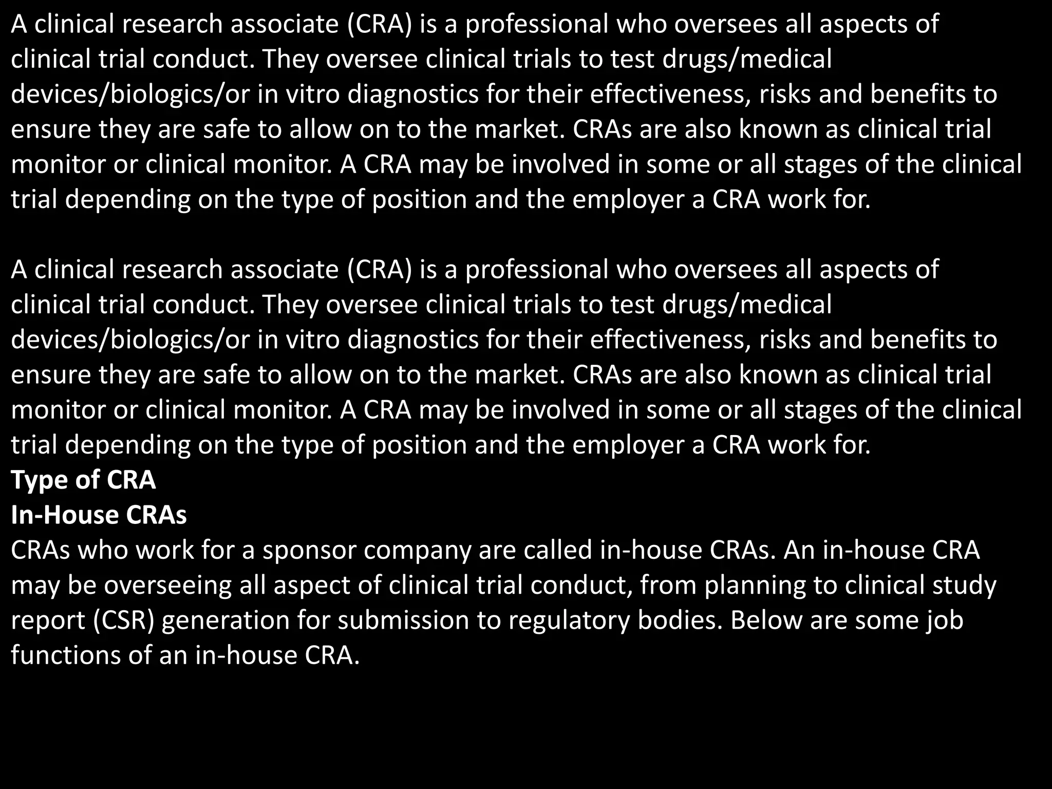 Clinical Research Associate (CRA) - A Growing Career Path in ...