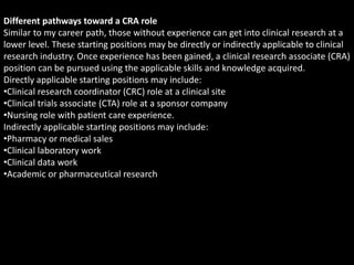 Clinical Research Associate (CRA) - A Growing Career Path in Biotechnology / Pharmaceutical ...