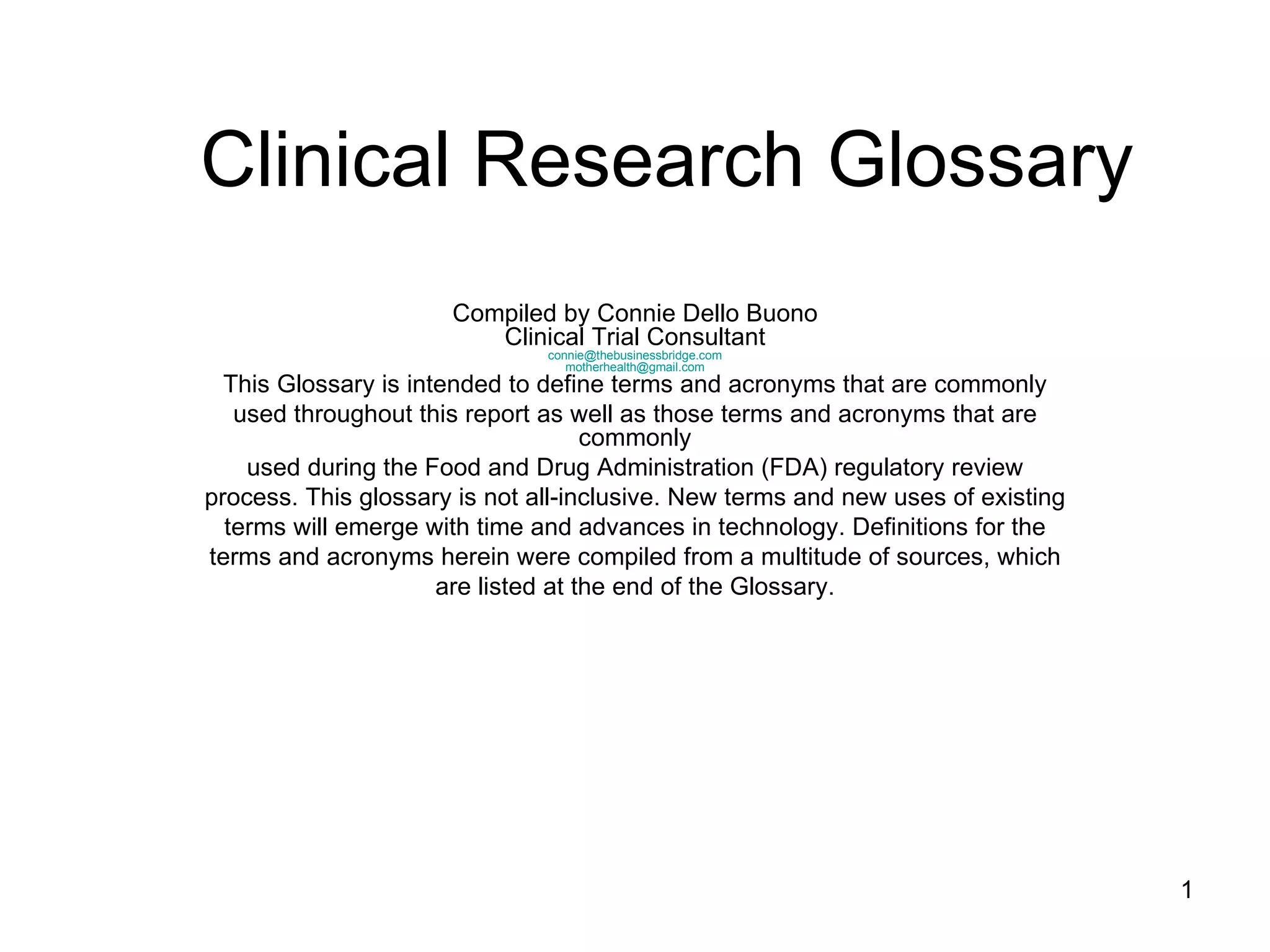 Clinical Research Glossary | PPT