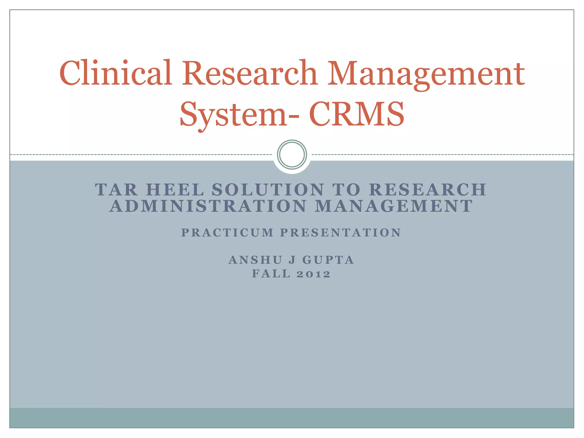 Clinical Research Management System | PPTX