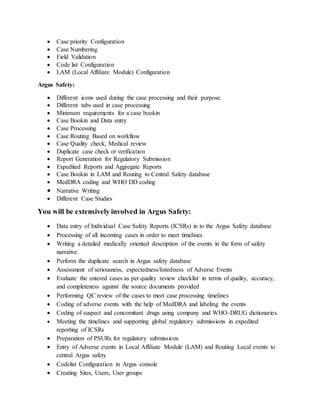 Pharmacovigilance Training in Oracle Argus Safety Database with Project ...