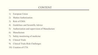 CLINICAL_RESEARCH_REGULATIONS_IN_EUROPIAN_UNION_(_EMA[1] - Read-Only.pptx