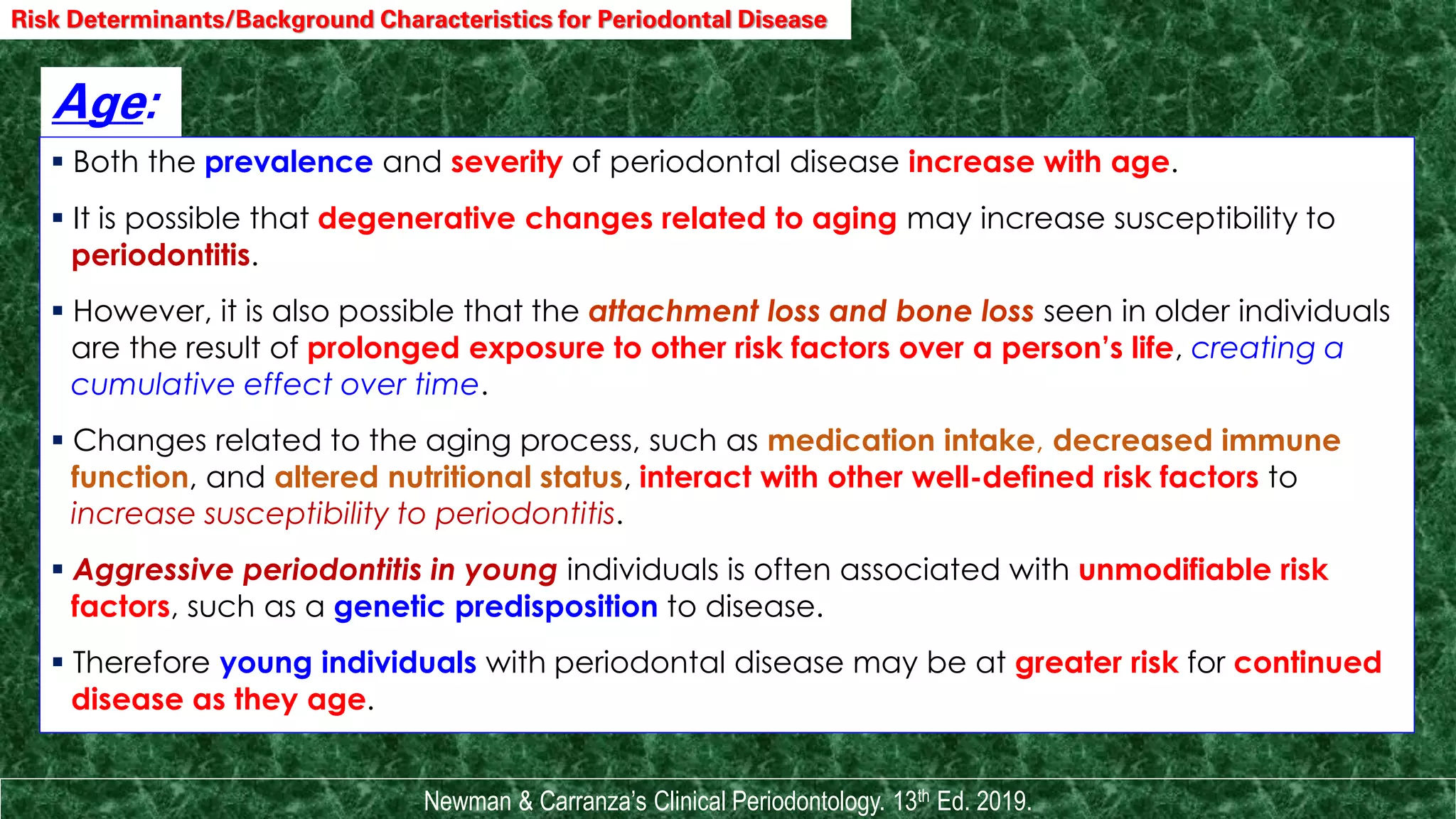 Clinical risk assessment & diagnosis of periodontal disease | PDF