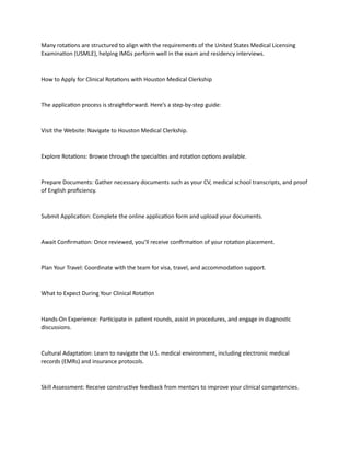 Clinical Rotation for International Medical Graduates 2025 with Houston ...