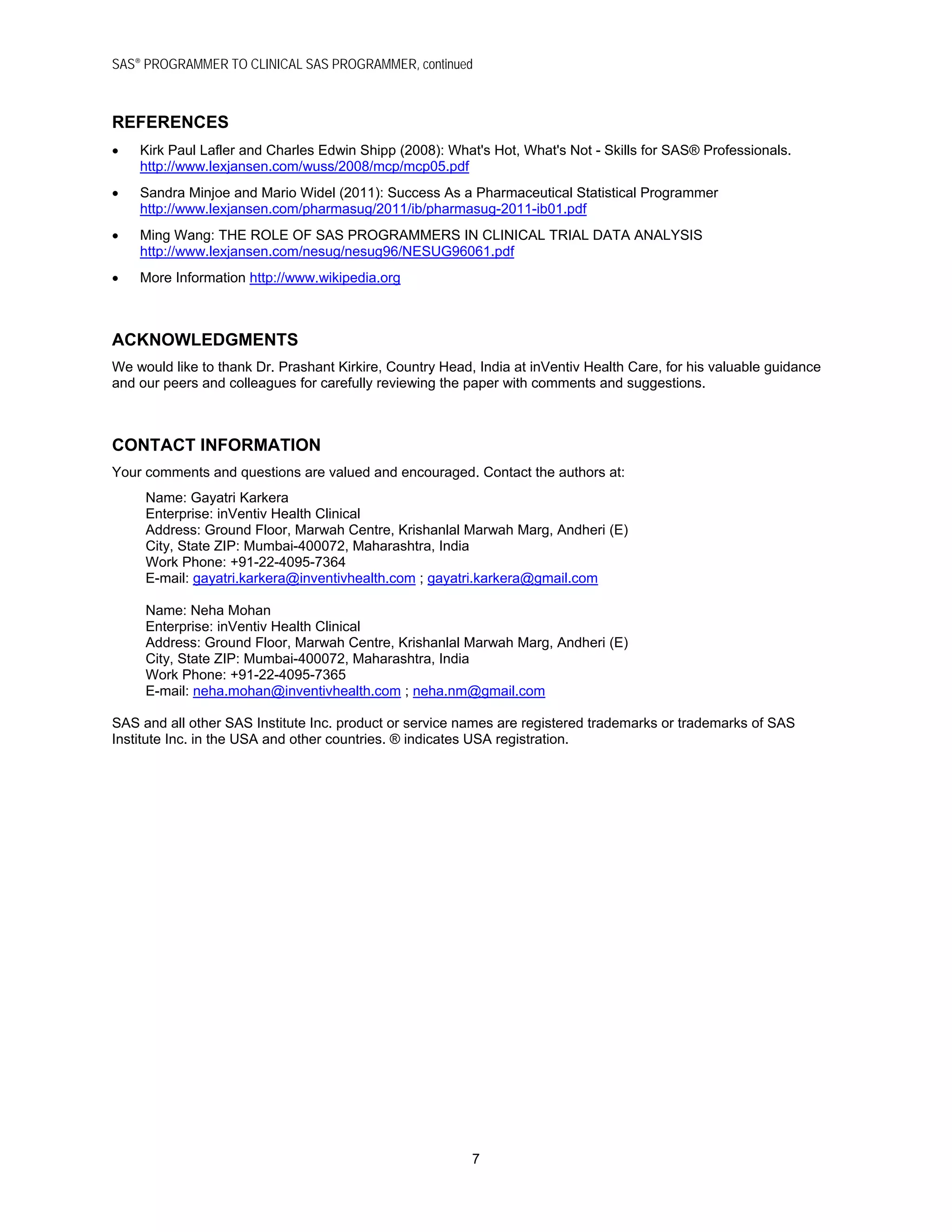 Clinical sas programmer | PDF