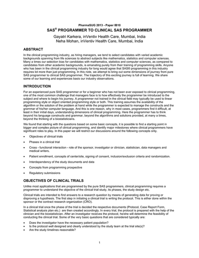 Clinical sas programmer | PDF