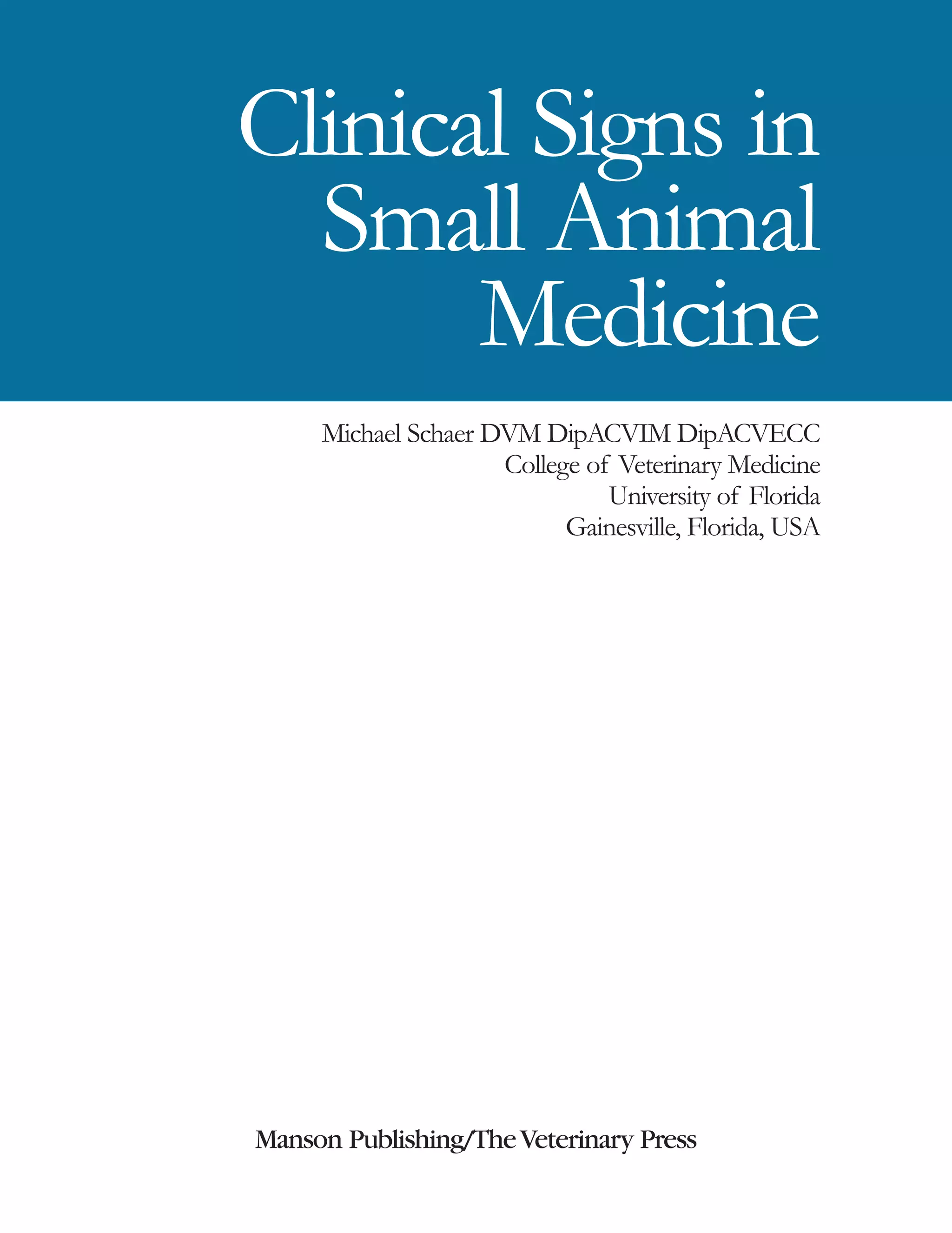 Clinical signs in small animal medicine | PDF