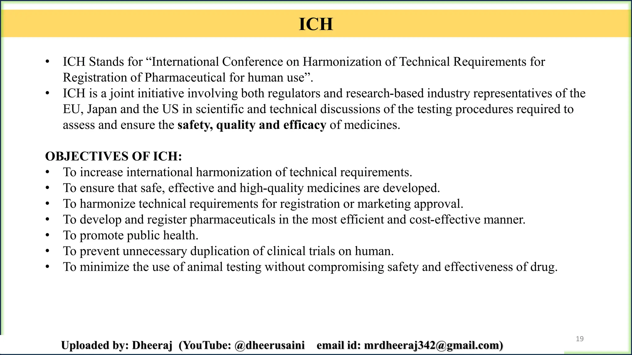 clinical trial aplications & regulatory bodies along with ICH ...