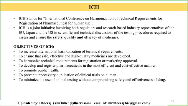 clinical trial aplications & regulatory bodies along with ICH ...
