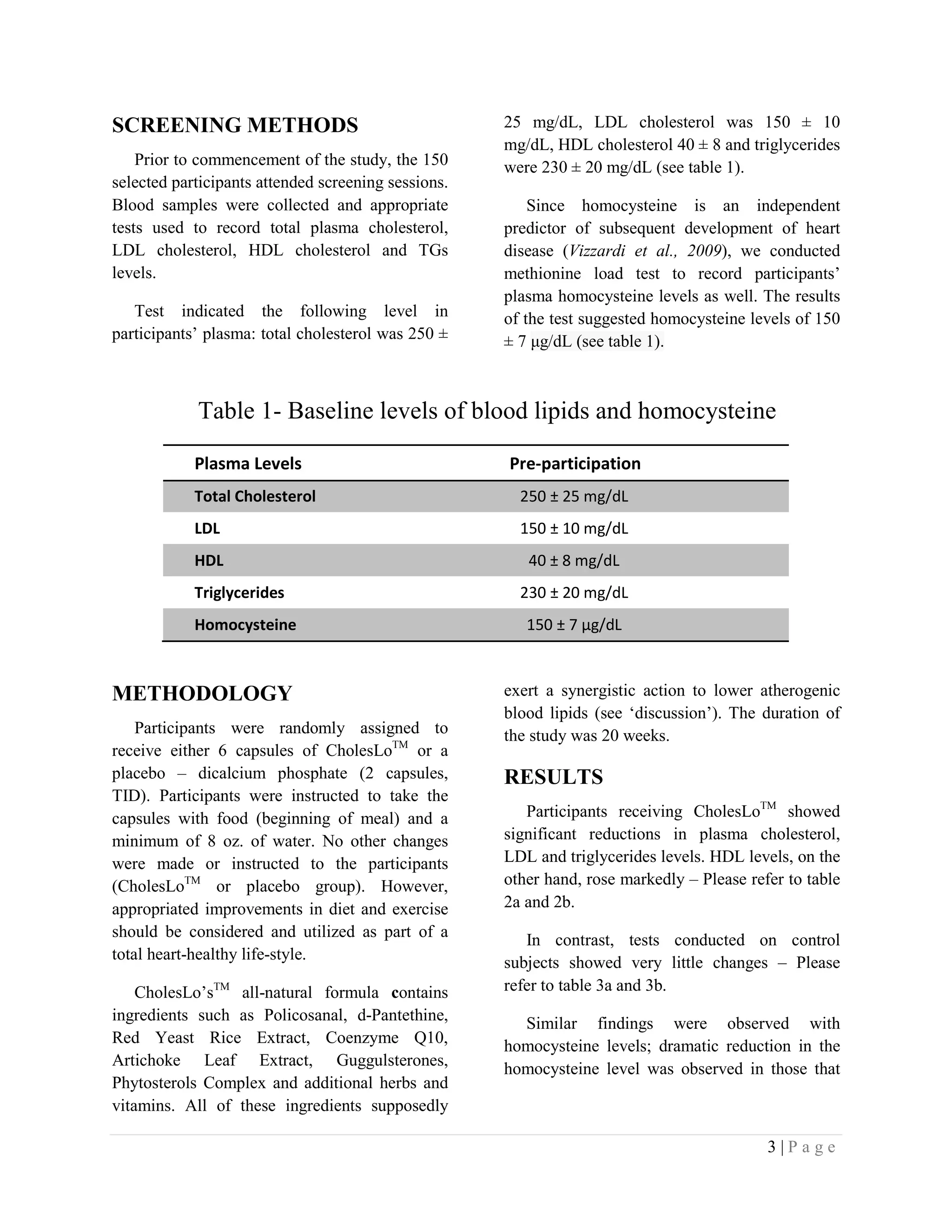 Clinical Study for CholesLo | PDF