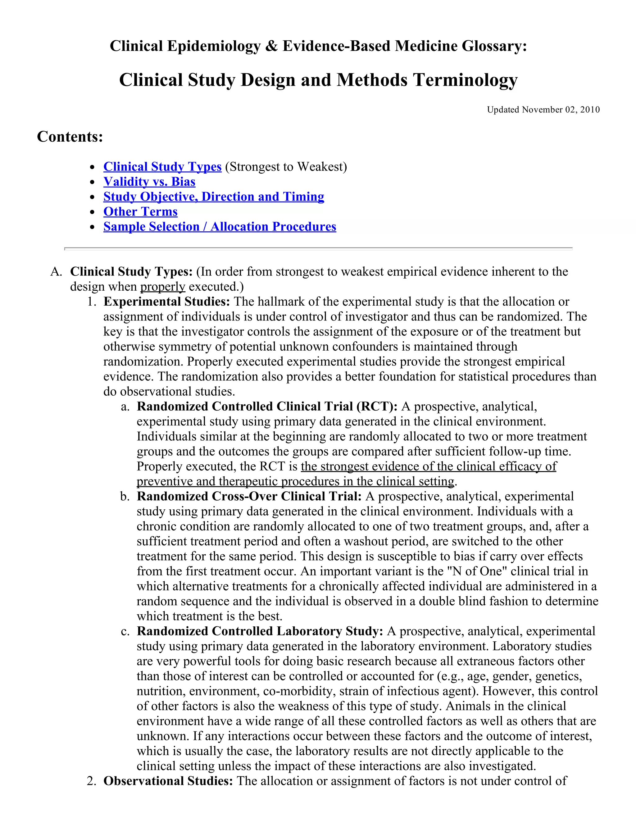 Clinical Study Design and Methods Terminology | PDF