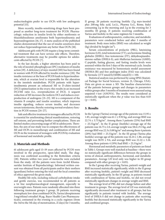 Clinical study myo inositol in the treatment of teenagers affected by ...