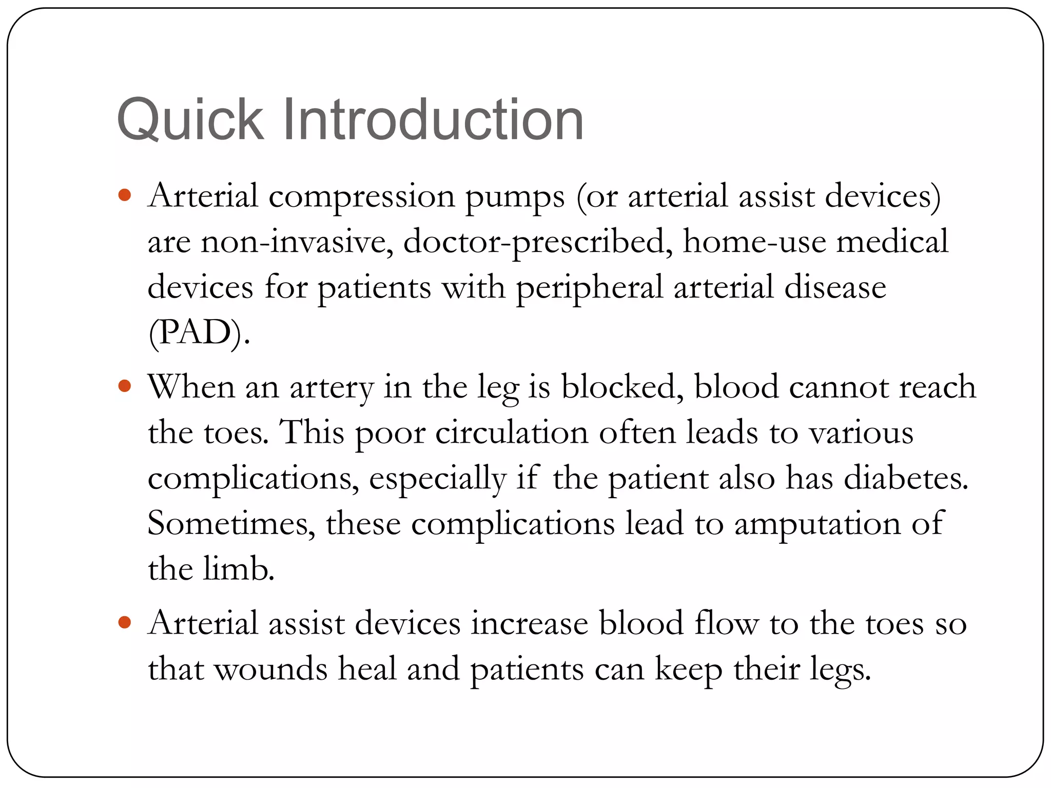 Preventing Amputation with an Arterial Compression Pump | PPTX | First ...