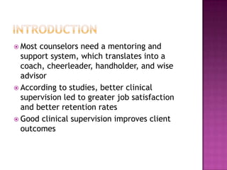 Clinical Supervision in Alcohol and Drug Abuse Counseling - Part 1 | PPTX