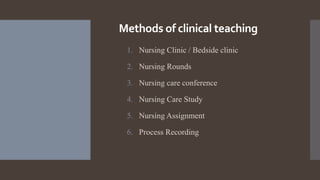CLINICAL TEACHING METHODS.ppt FOR NURSESx | PPTX | Educational ...