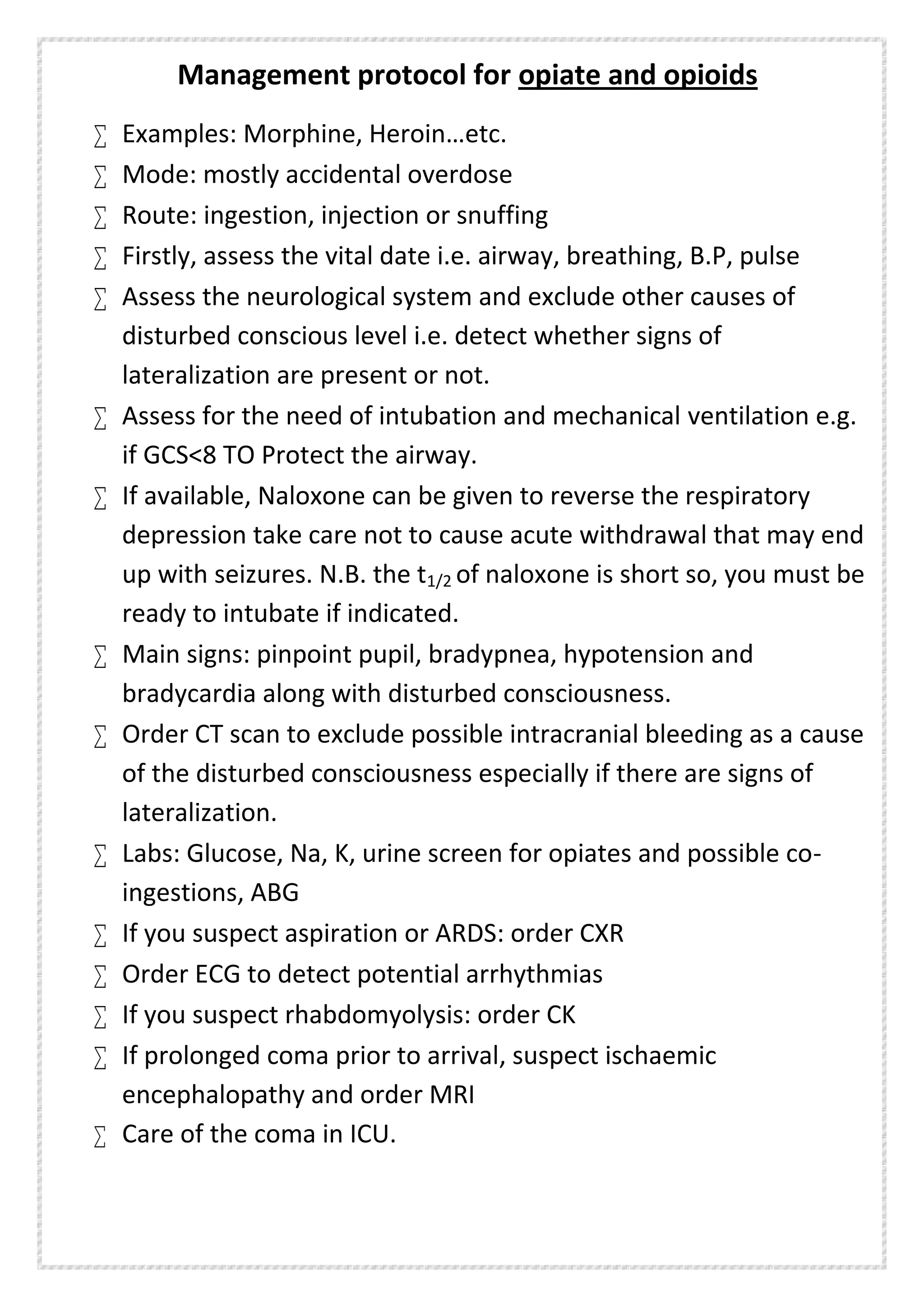 Clinical toxicology management protocols | PDF