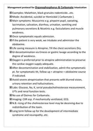 Clinical toxicology management protocols | PDF