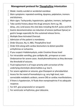 Clinical toxicology management protocols | PDF