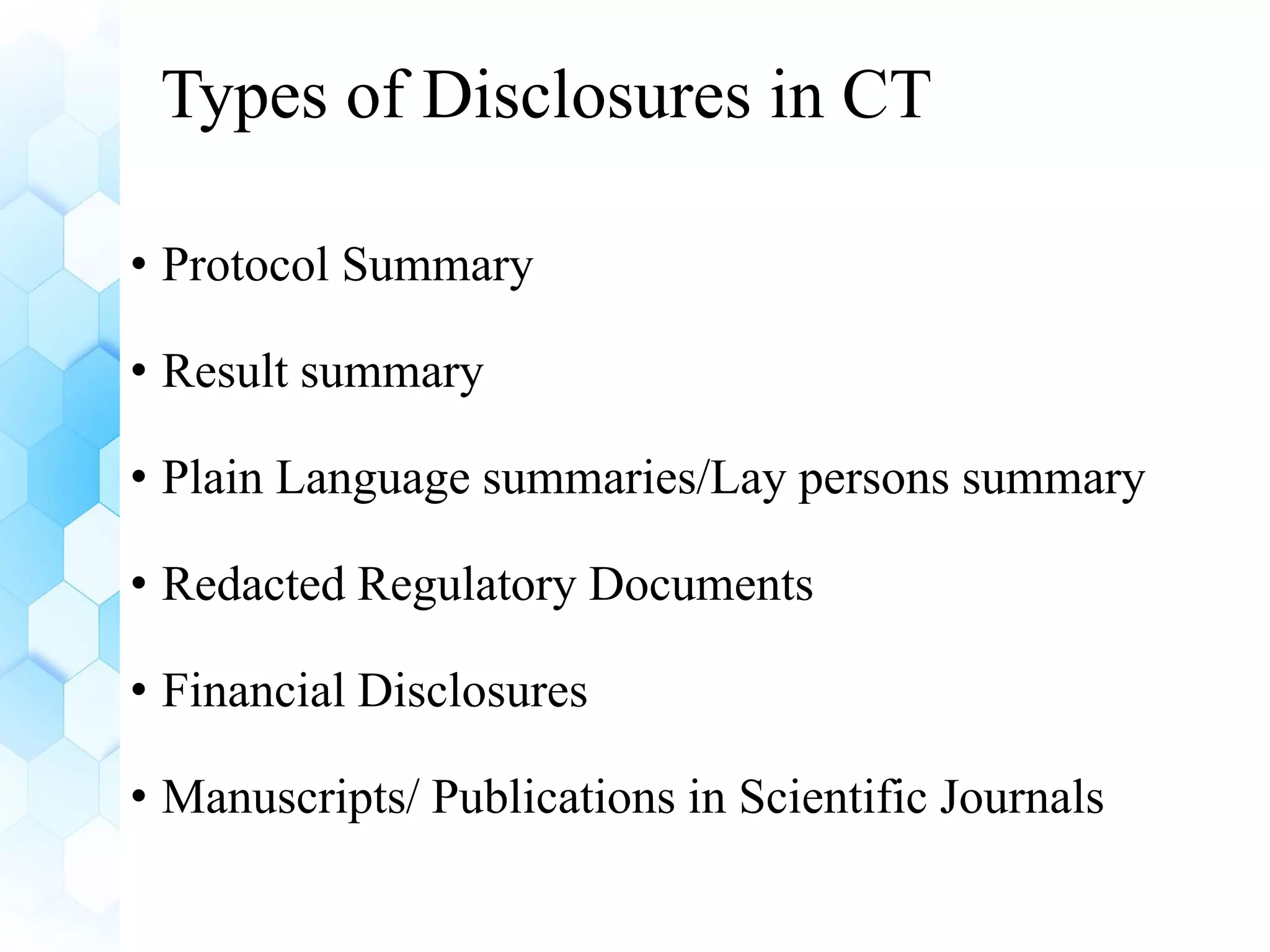 Disclosures in Clinical Trials | PDF