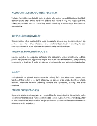 Clinical Trial Feasibility Checklist - Protocol Assessment & Site ...
