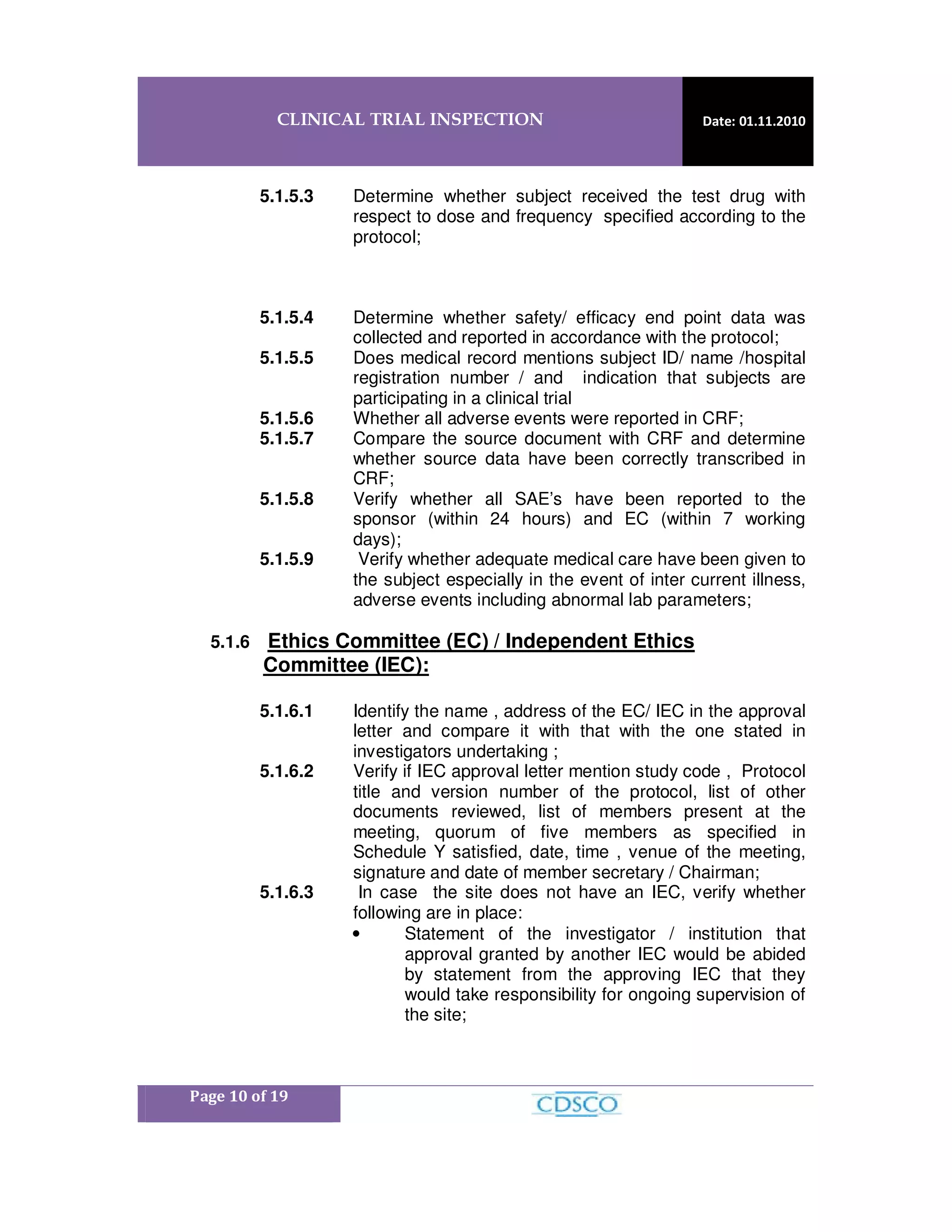 Clinical trial inspection programme of india | PDF