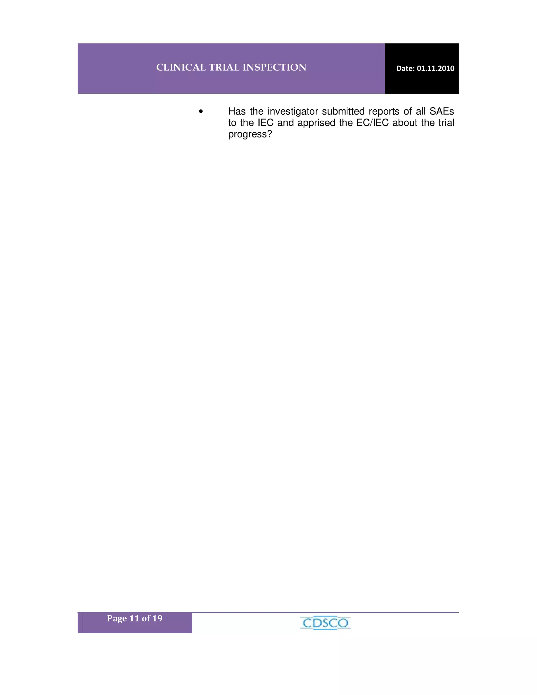 Clinical trial inspection programme of india | PDF