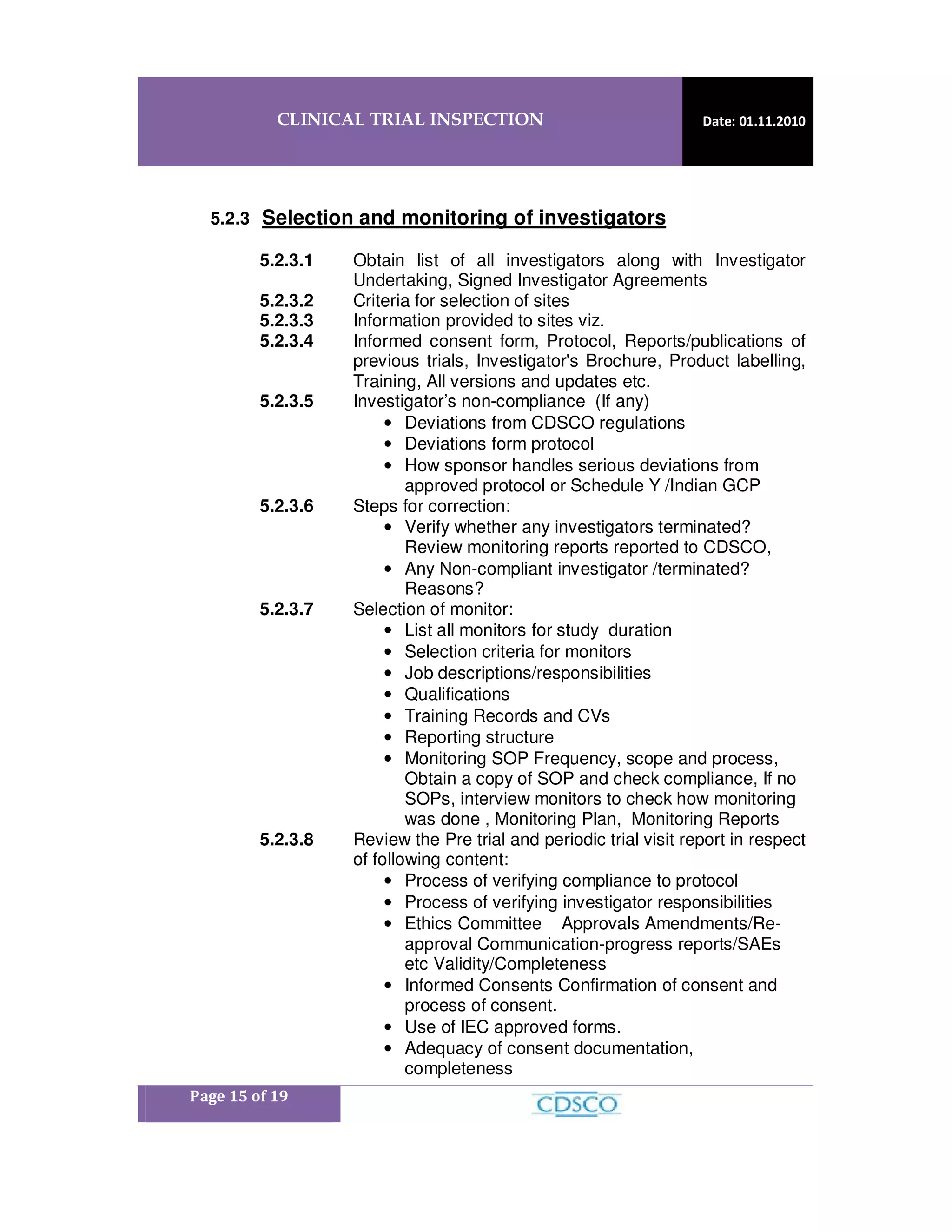 Clinical trial inspection programme of india | PDF