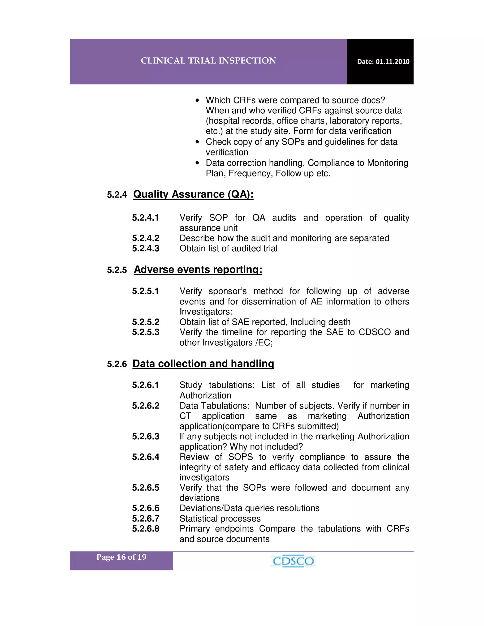 Clinical trial inspection programme of india | PDF