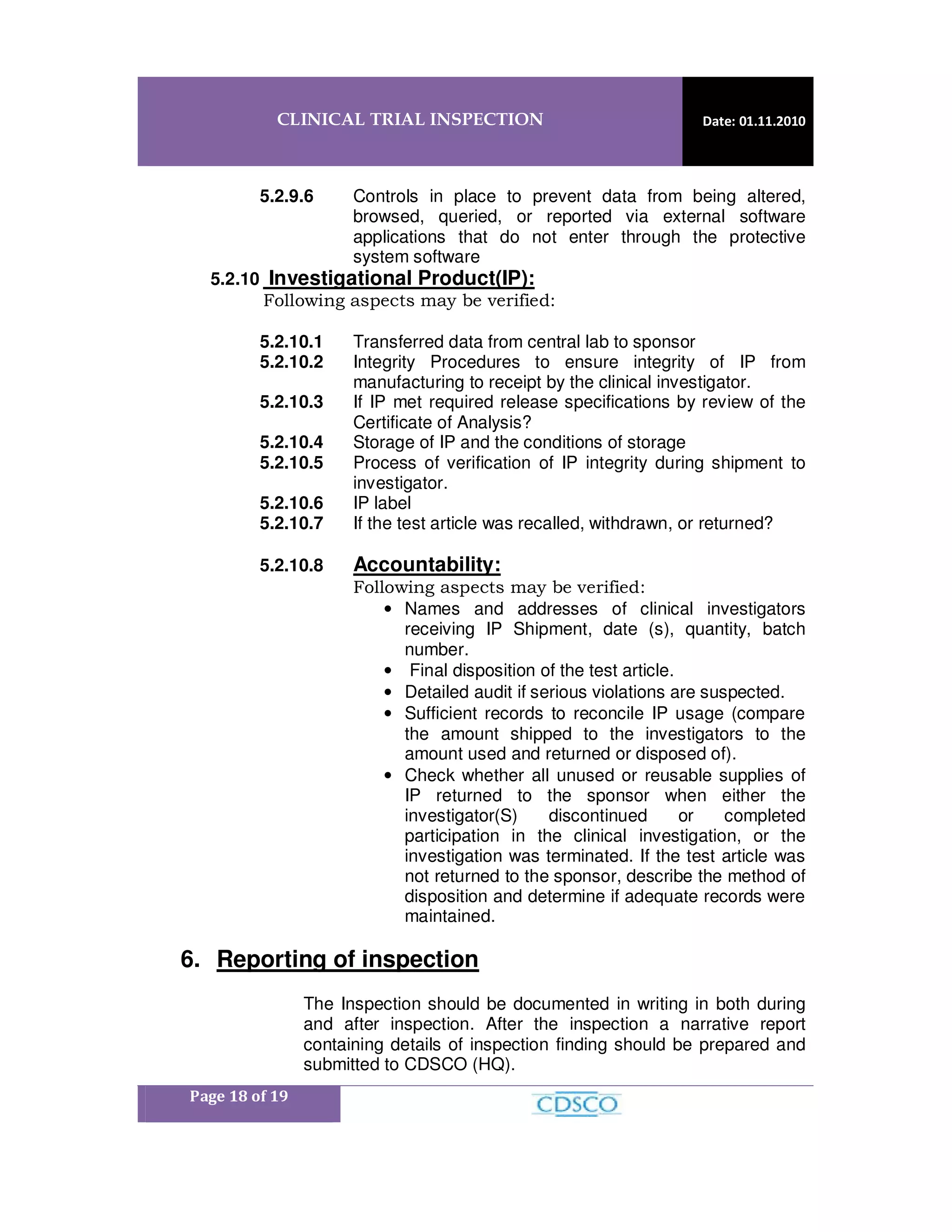 Clinical trial inspection programme of india | PDF